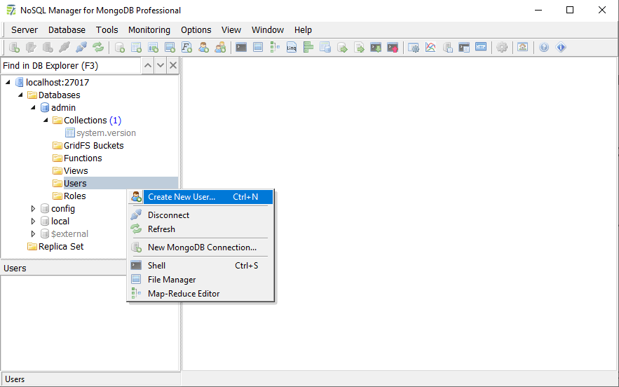 MongoDB Creating User with Manager MongoDB Creating User with Manager
